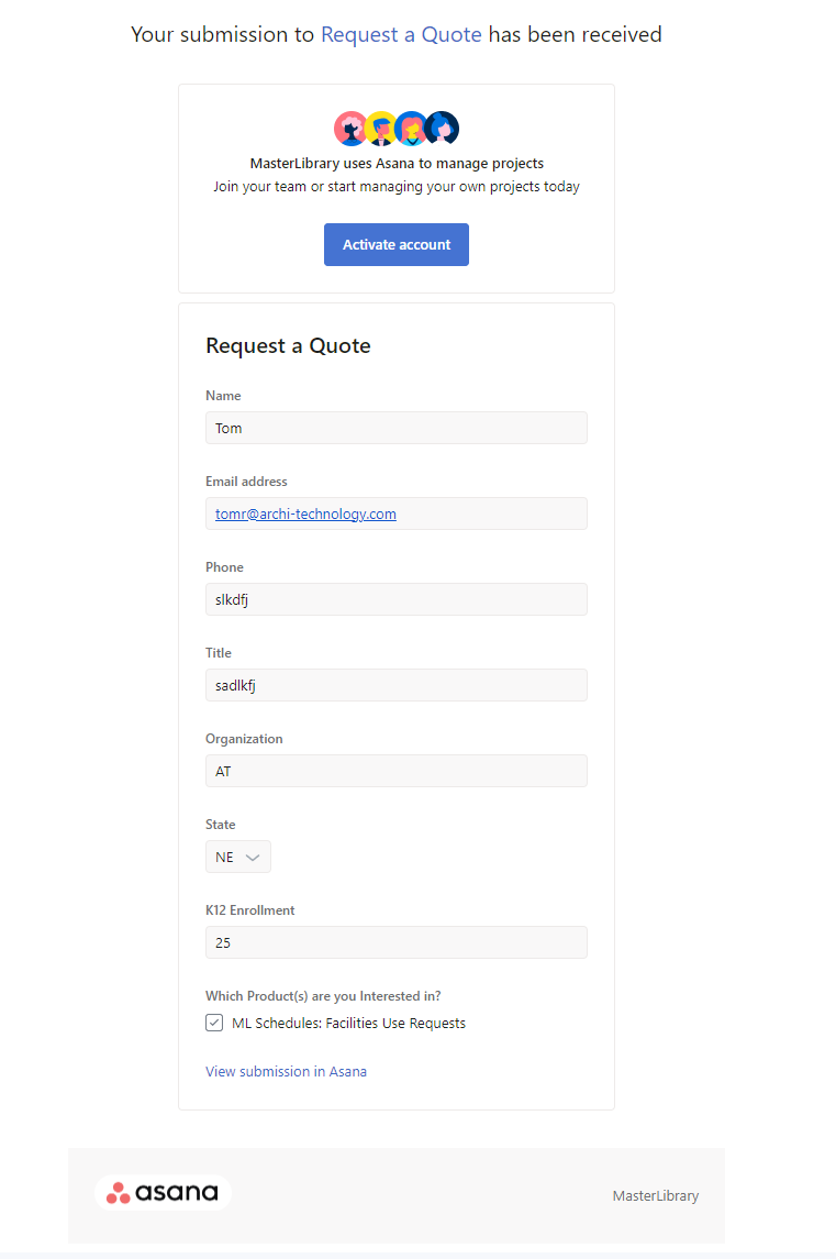 Disable Asana Marketing Shown Upon Form Submission Product Feedback