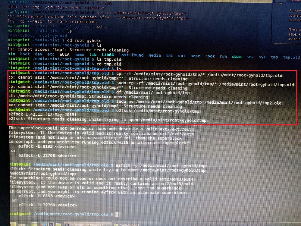 Linux Structure Needs Cleaning Error Linux Spiceworks Community
