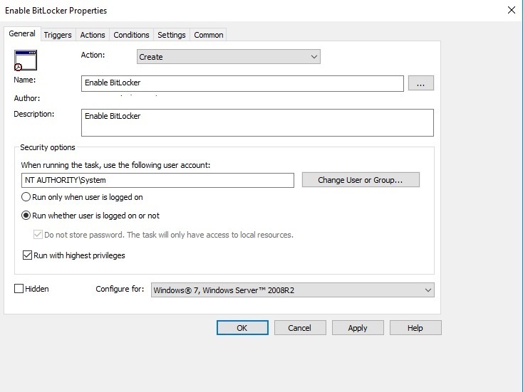 Schedule A Task To Enable BitLocker Via PowerShell Windows