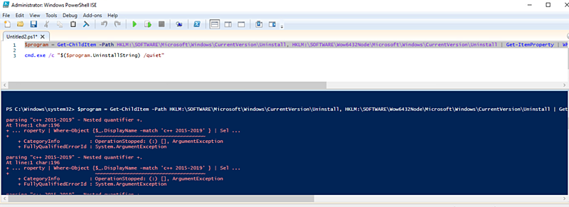 Need PowerShell Working Script To Uninstall Software From Control Panel