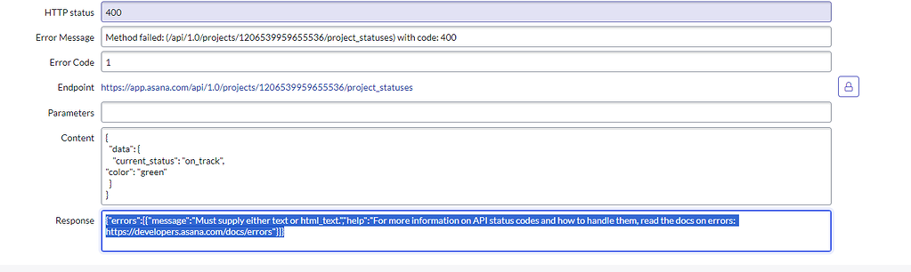 Update Project status - Developers & API - Asana Forum