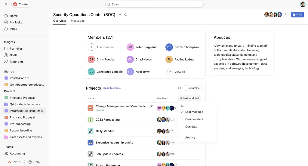Introducing new options to organize your project list on the team page ...