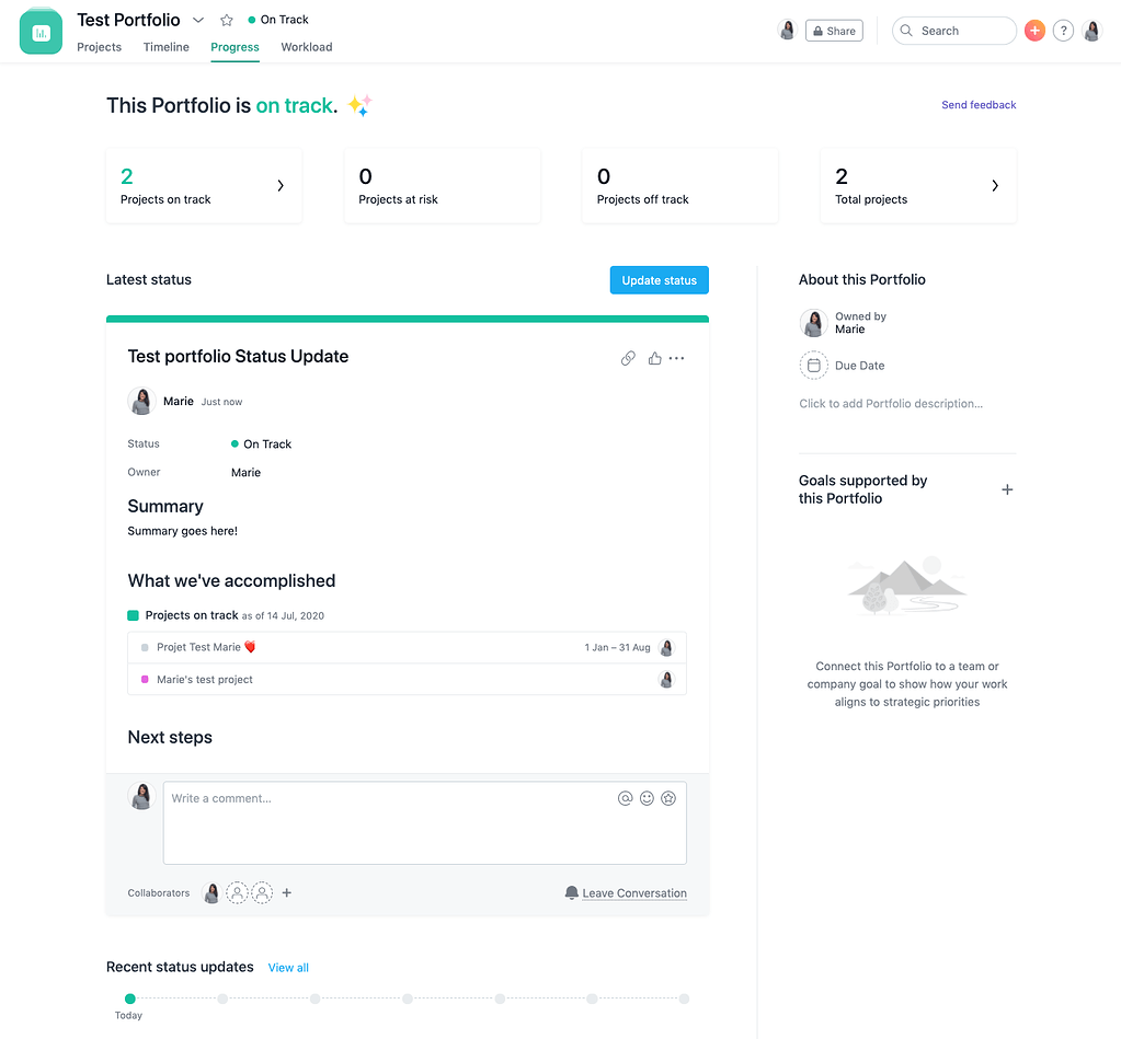New! Portfolio Status Update - Product Launches - Asana Forum