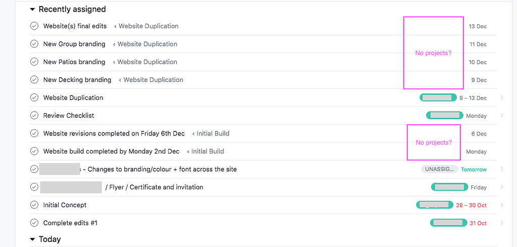 No project displayed for subtasks - Ask the Community - Asana Forum