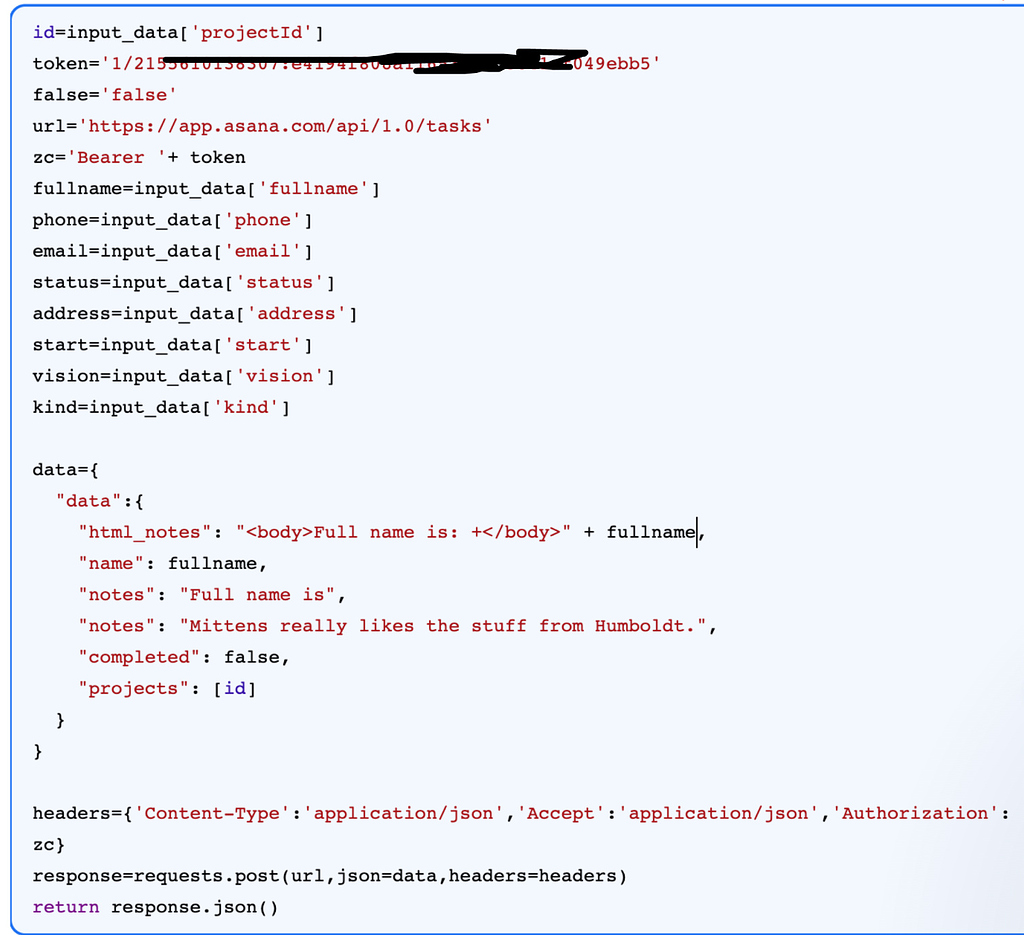 Pass Variables From Zapier Python To Asana Developers And Api Asana Forum