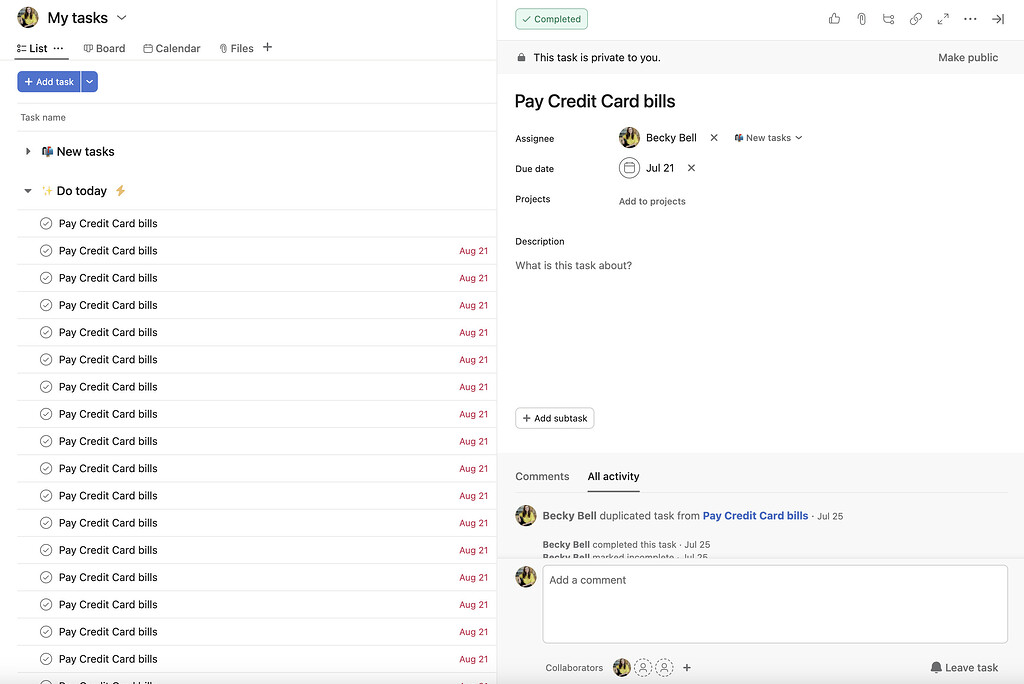 Tasks that keep repeating - Ask the Community - Asana Forum
