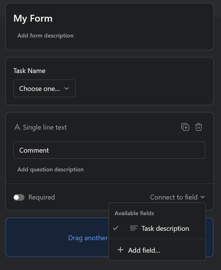 Add comments to a task with a form or something else - Integrations ...