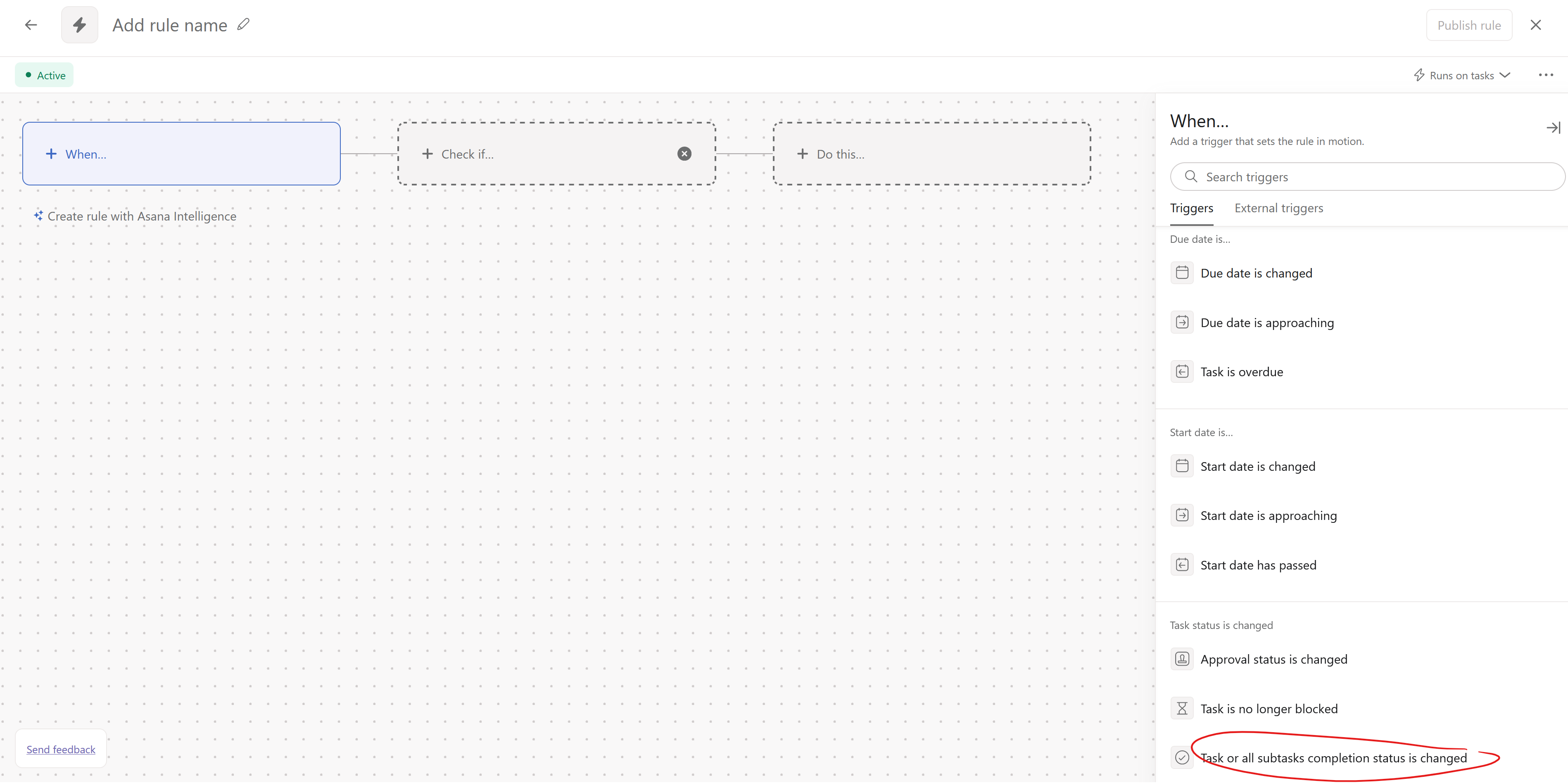 Trigger Rule When Sub Task Issue Move To Completed Status Ask The Community Asana Forum