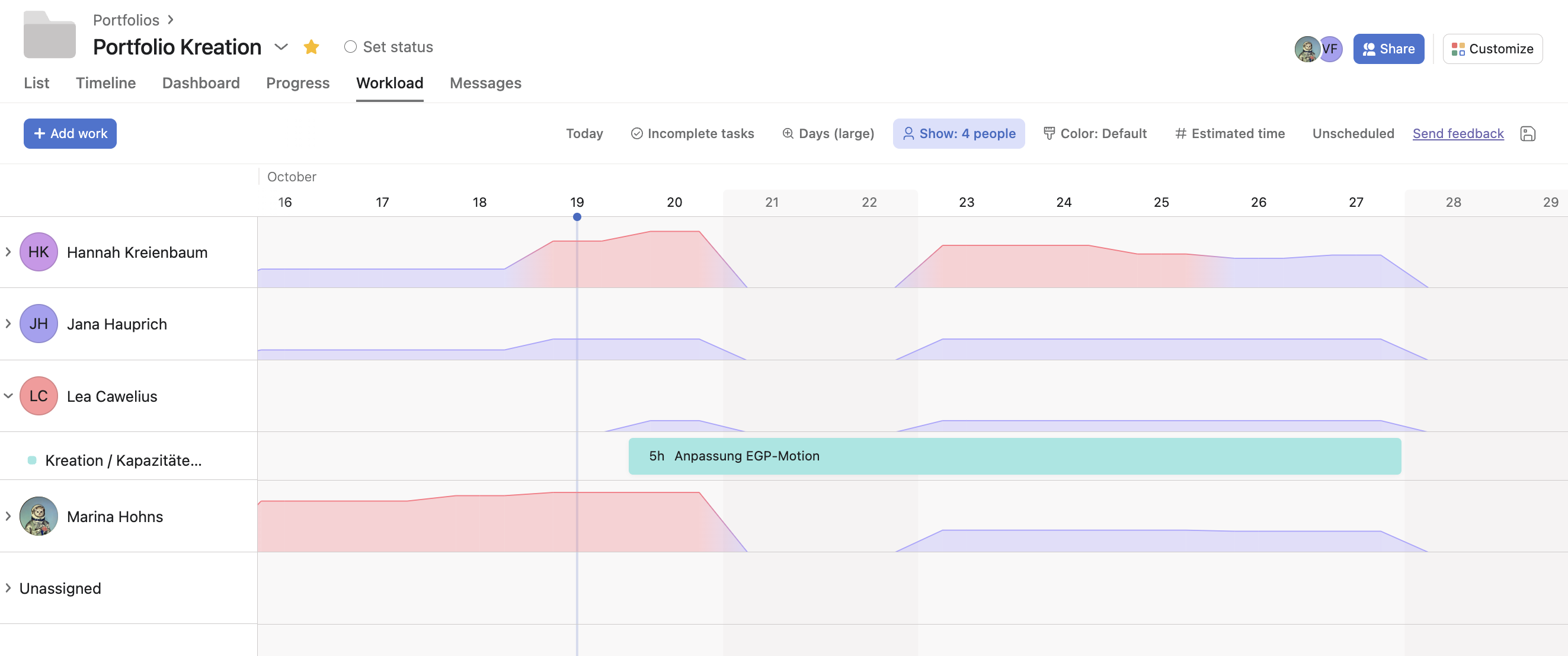 Remaining Time in Ticket & Workload Overview - Asana In Practice ...