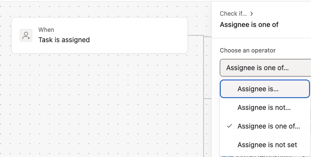 Option To Check If Assignee Is Not One Of In The Rule Builder Product Feedback Asana