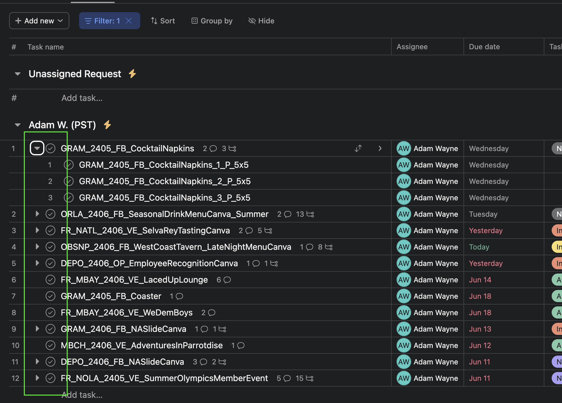 Sort Tasks By Due Date In List View With Subtask Dropdown Product Feedback Asana Forum