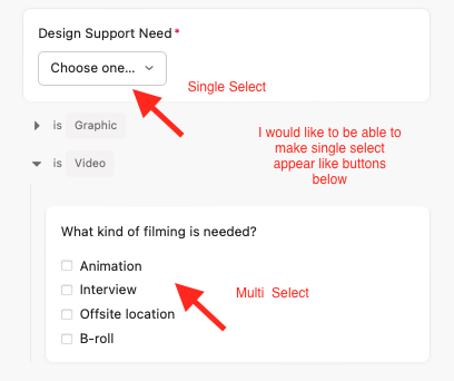Single Select Form Design Option - Product Feedback - Asana Forum