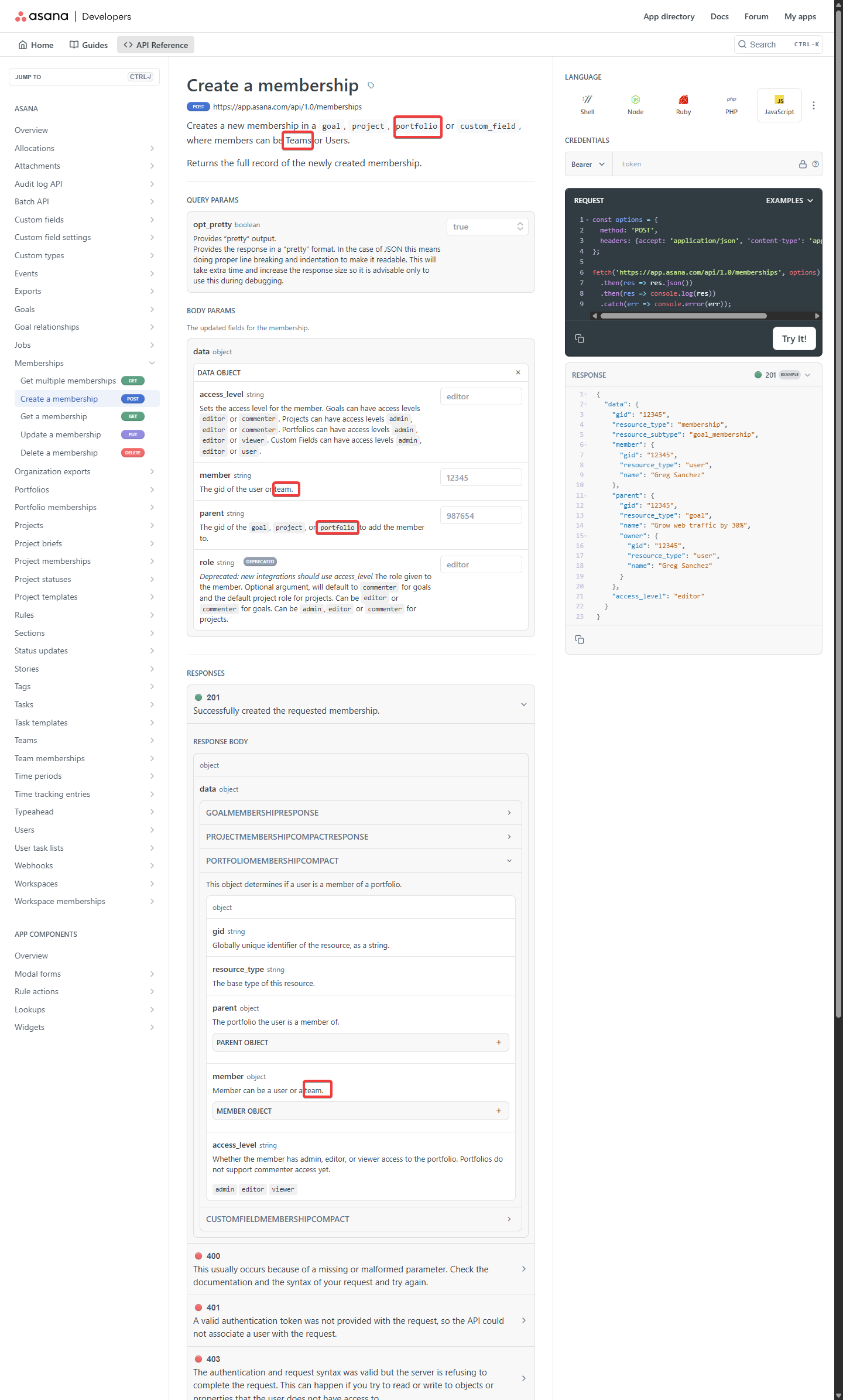 Supports teams in portfolio API - Developers & API - Asana Forum