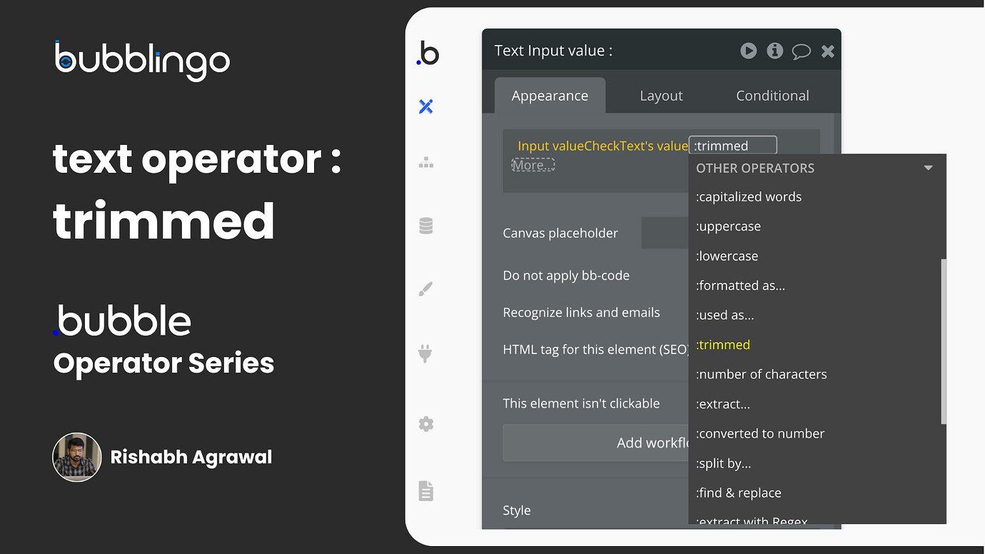 How to use trimmed operator - Content / Articles - Bubble Forum
