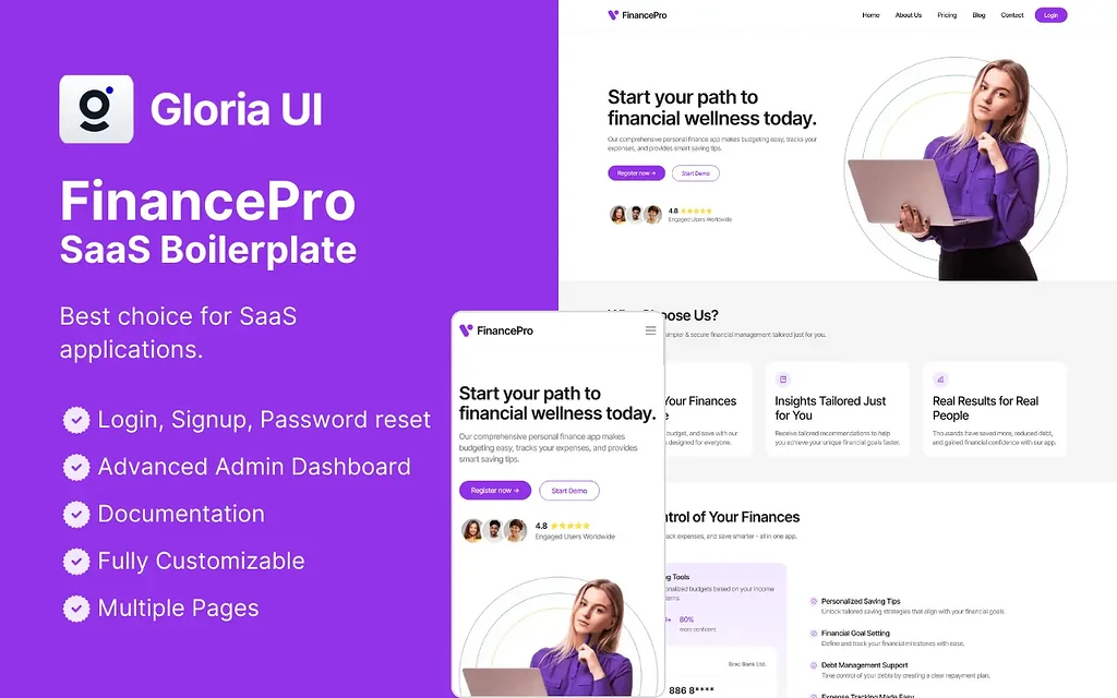[NEW TEMPLATE] - FinancePro - SaaS Boilerplate by Gloria UI - Templates ...