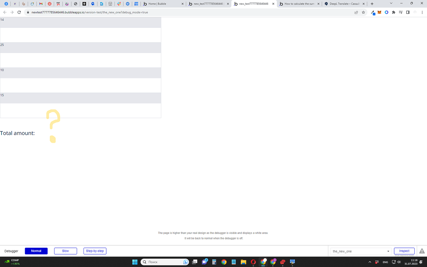 How to calculate the sum of all values within a single column within a repeating group - Need ...