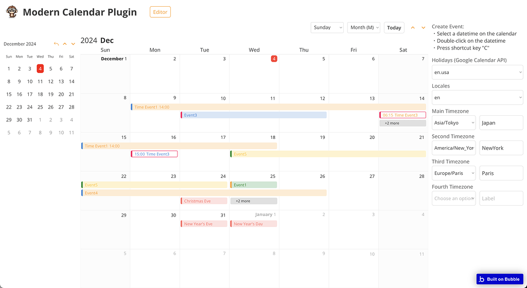 [NEW PLUGIN] Modern Calendar (Notion-Calendar-like) - Plugins - Bubble Forum