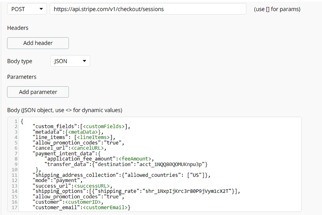 Passing JSON BODY with Stripe Create Checkout Session for multiple items - APIs - Bubble Forum