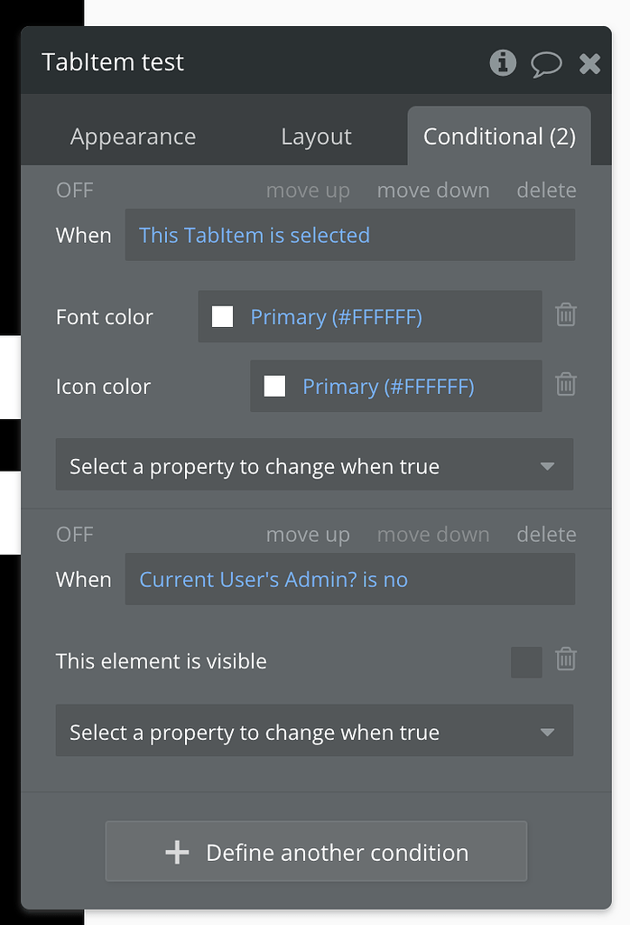 New Feature - Conditionally hide tab item - Mobile Beta - Bubble Forum