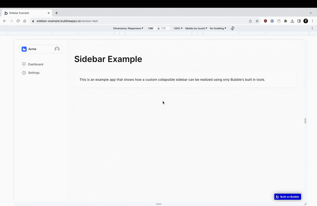 A custom collapsible sidebar example using only Bubble - Tips - Bubble ...