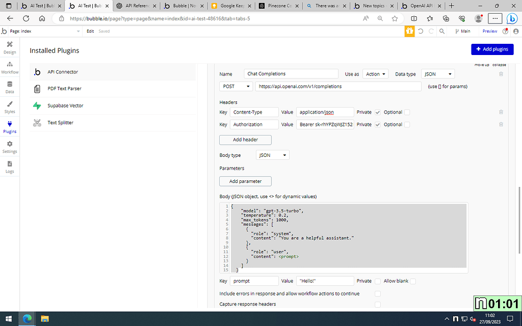 OpenAI - Error 400 Unrecognized request argument supplied: messages - Need help - Bubble Forum