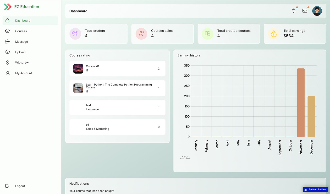🎒 New Ez Education Admin System CRM Template by EazyCode - Showcase - Bubble Forum