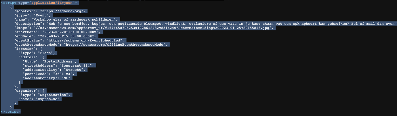 [Solved]: Schema data in page HTML header not showing up in google / schema checker - Need help ...
