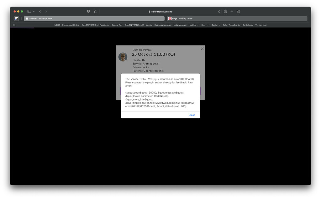Twilio error message - very annoying - Need help - Bubble Forum