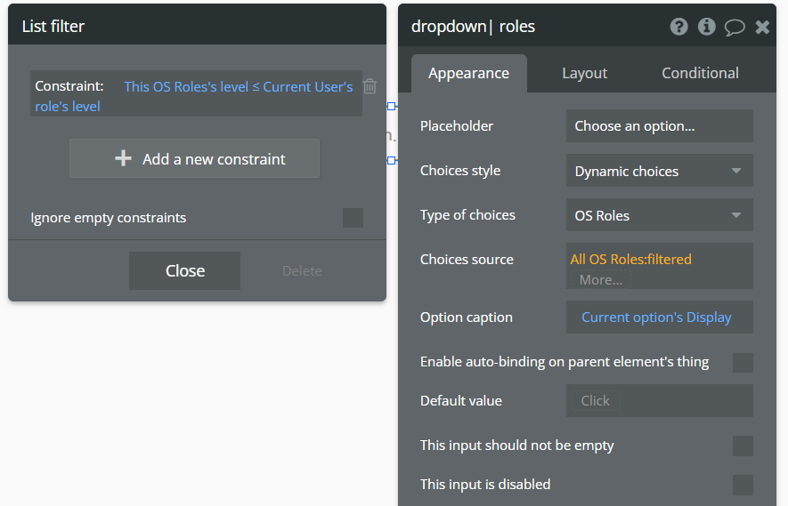 How do I limit drop-down options in input field based on role? - Database - Bubble Forum