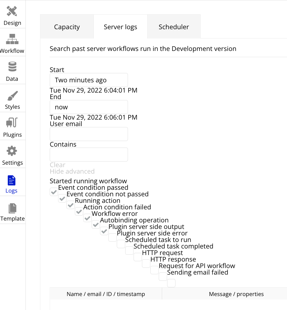 App Editor UI's Log section is broken - Bugs - Bubble Forum