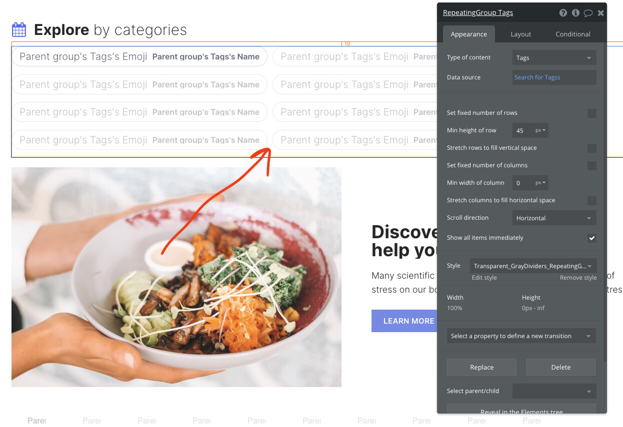 Block alignment in a repeating group - Responsiveness - Bubble Forum