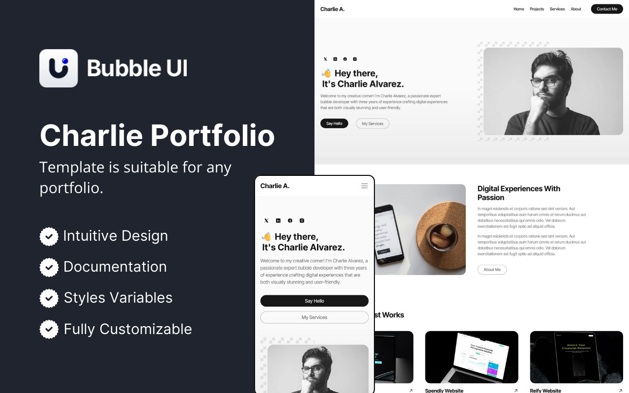 [TEMPLATE] - Charlie Portfolio by Bubble UI - Templates - Bubble Forum