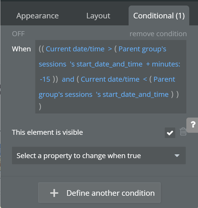Conditionally show an element in a RG without refresh - Questions - Bubble Forum
