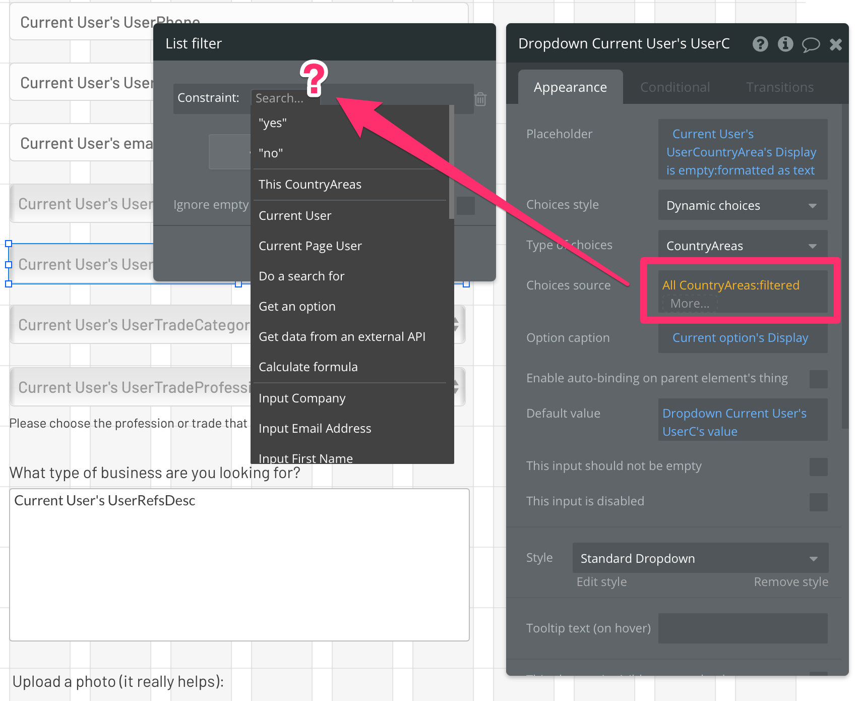 How To Display Filtered Dropdowns From Option Sets Need Help Bubble Forum 8515