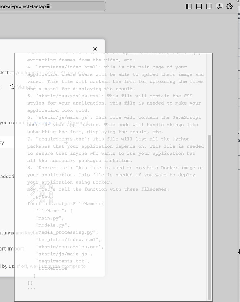 UI bug in ai project and settings - Bug Reports - Cursor - Community Forum
