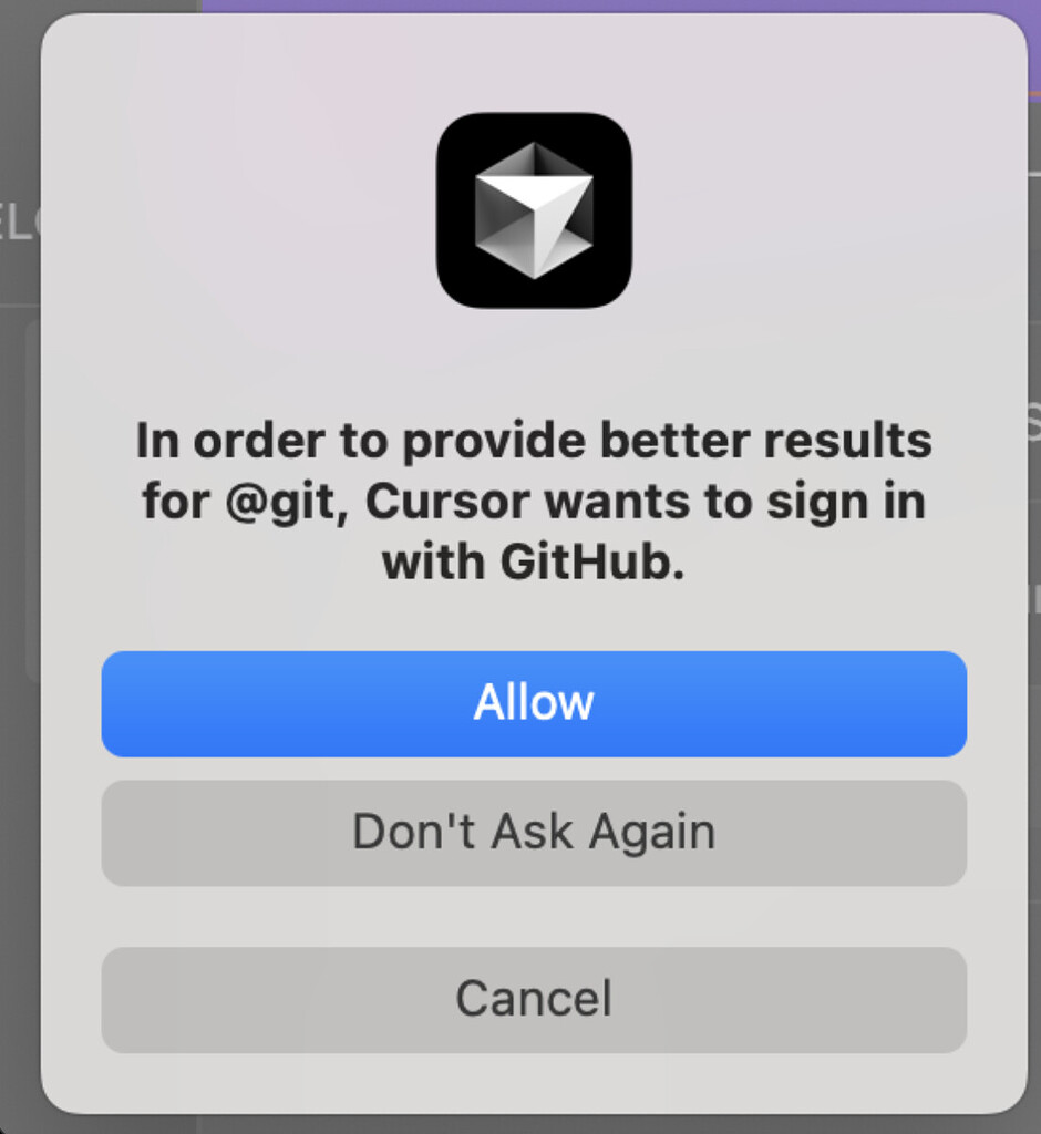 Why @git features asks to login with Github? - Discussions - Cursor - Community Forum