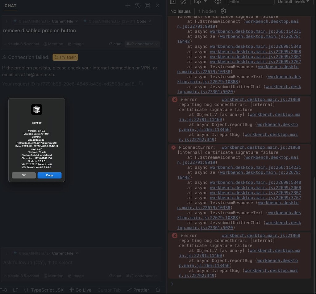 Cursor ai chat connection error - Discussions - Cursor - Community Forum