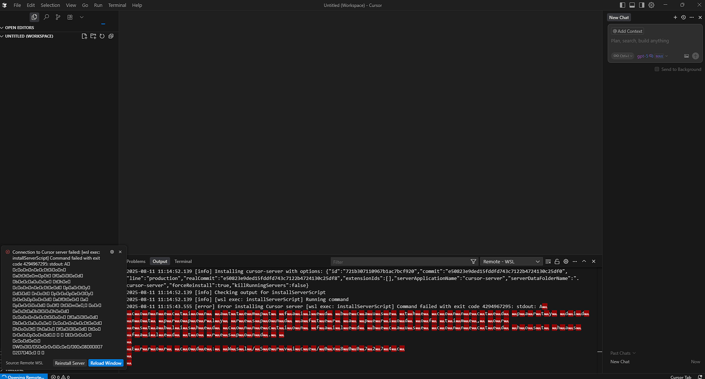 Wsl error since the new update - Bug Reports - Cursor - Community Forum