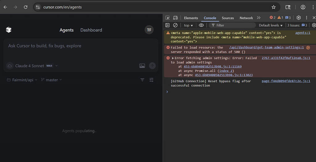 Cursor web agents seems broken - Bug Reports - Cursor - Community Forum