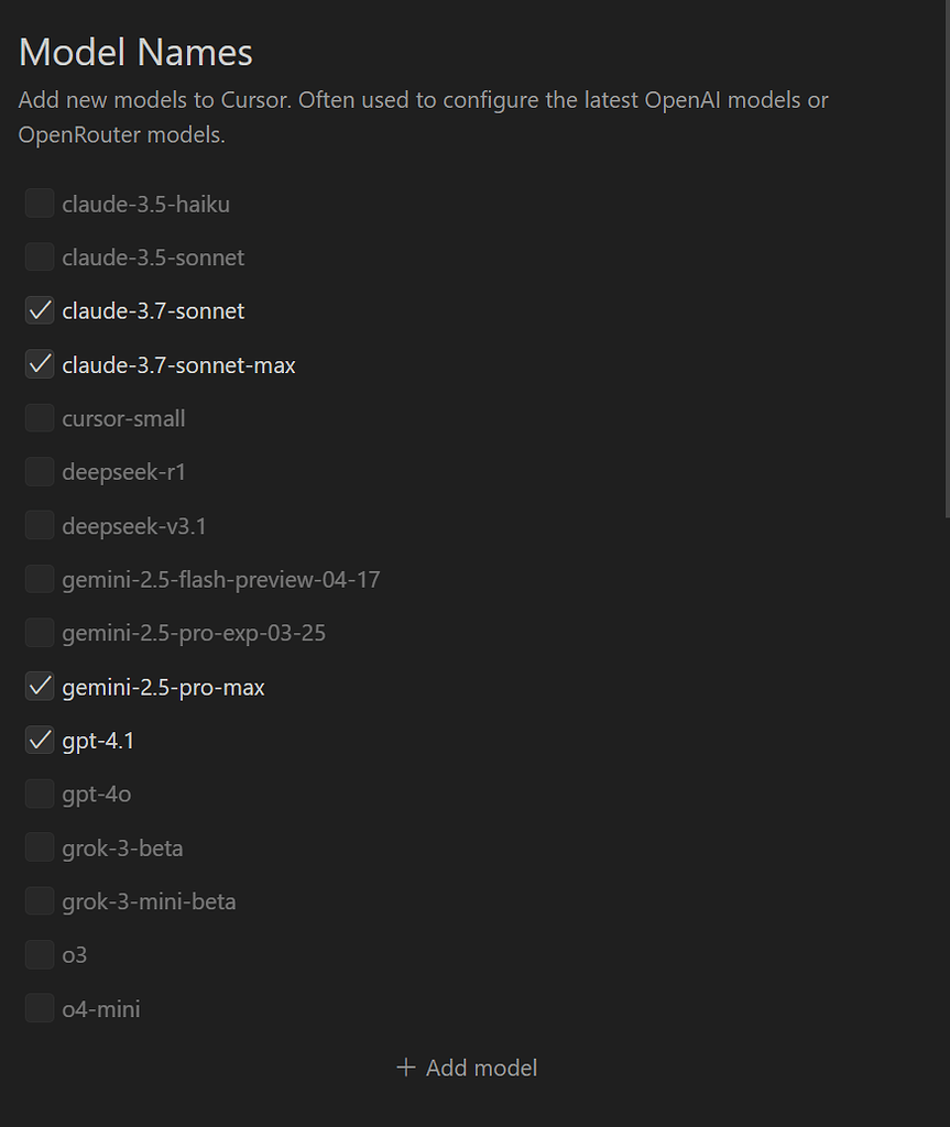 Why is it automatically checked every time a new model is added - Feature Requests - Cursor ...