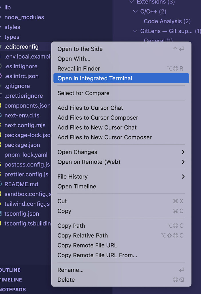 Pressing Return with file context menu active always triggers 'Rename...' - Bug Reports - Cursor ...