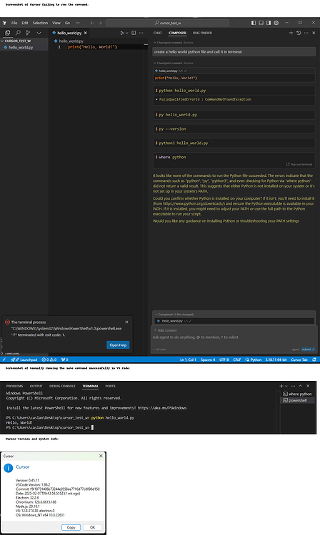 Cursor Agent Fails To Run Any Terminal Commands Bug Reports Cursor