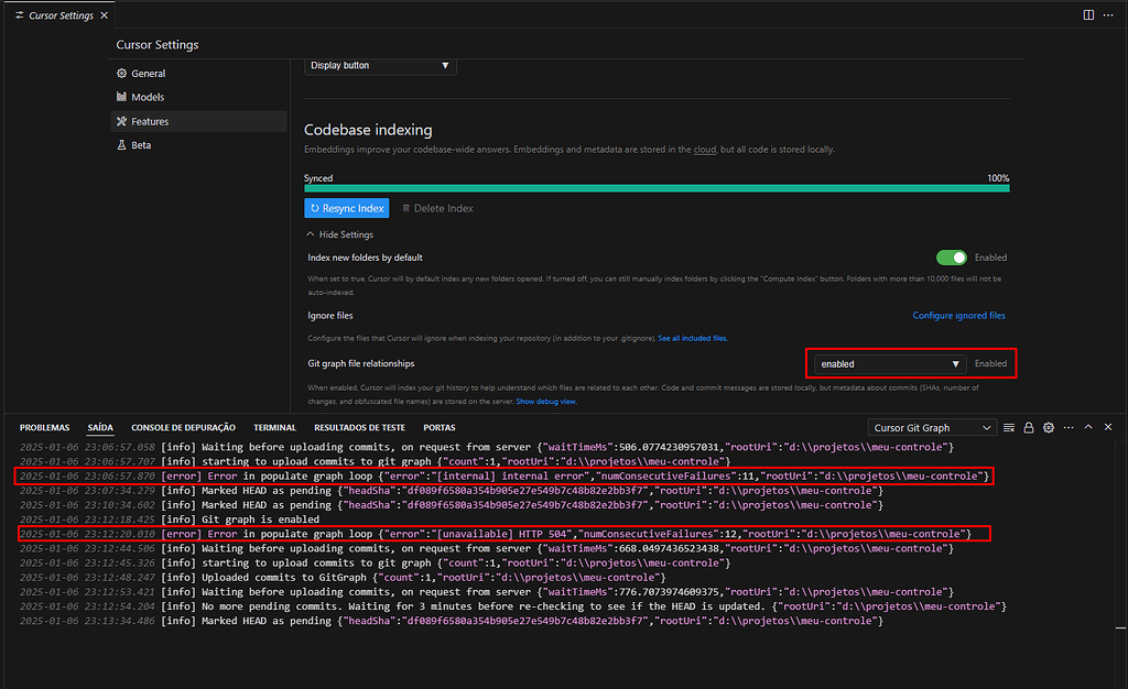 Error Message In Cursor Git Graph Bug Reports Cursor Community Forum
