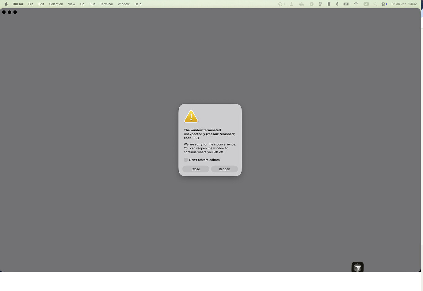 Cursor IDE constantly crashes - Bug Reports - Cursor - Community Forum