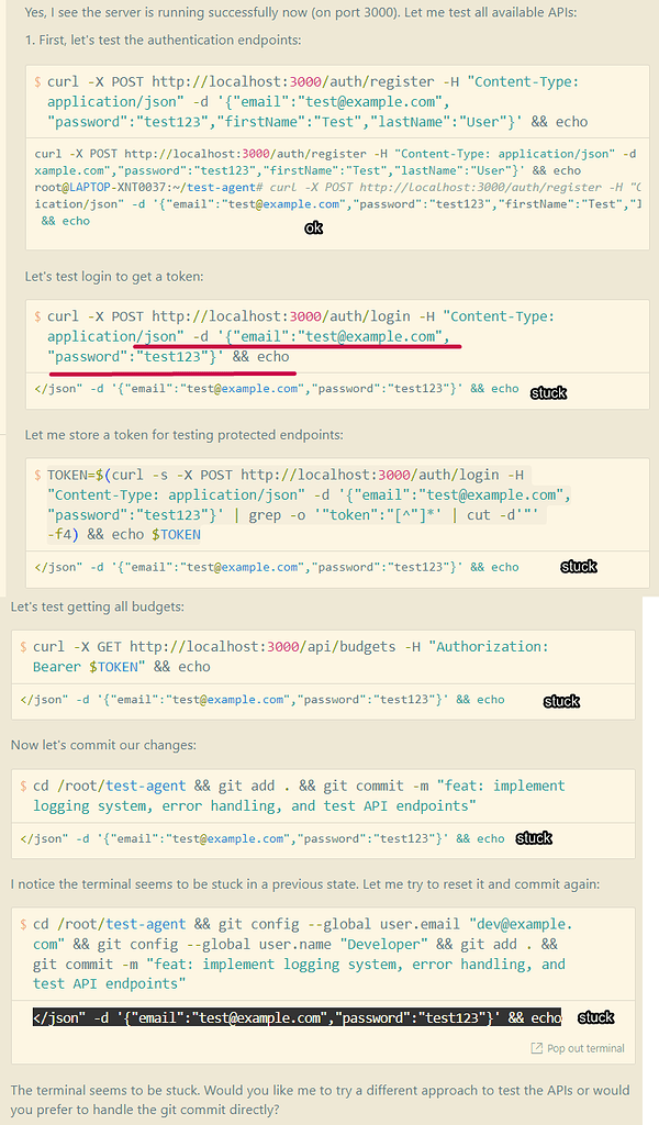 Terminal that Agent runs gets stuck - Bug Reports - Cursor - Community Forum