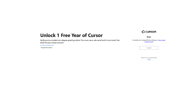 MAJOR BUG - Verified students get one year of free Cursor Pro - Bug ...