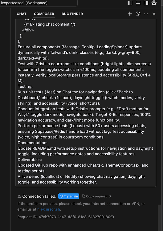 Connection failed - all models - Bug Reports - Cursor - Community Forum