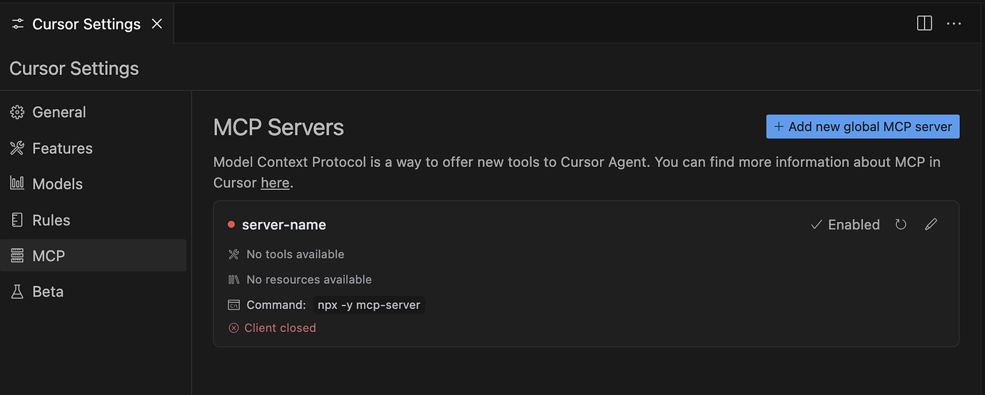 Cursor MCP server don't work - Bug Reports - Cursor - Community Forum