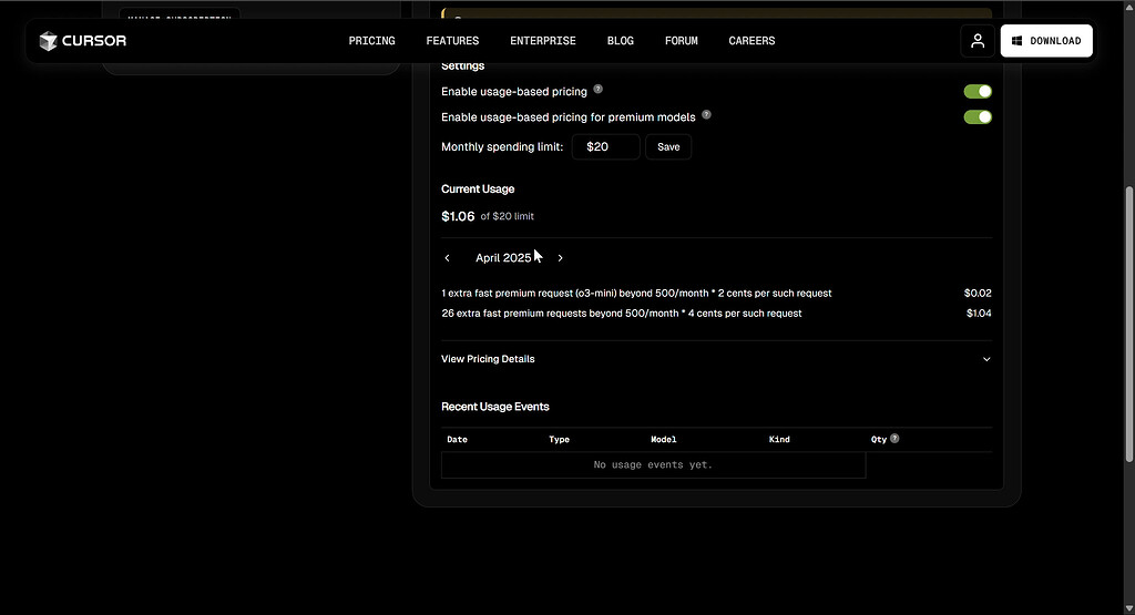Account settings Usage issues - Bug Reports - Cursor - Community Forum