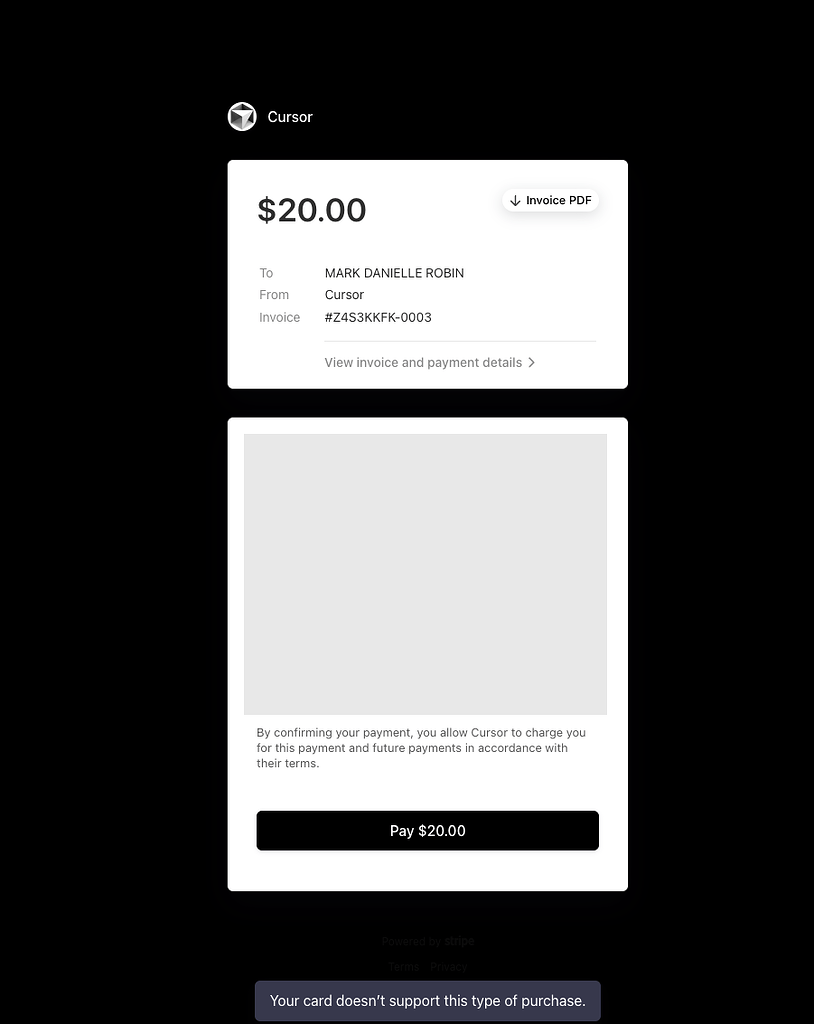 Subscription payment failed - Bug Reports - Cursor - Community Forum